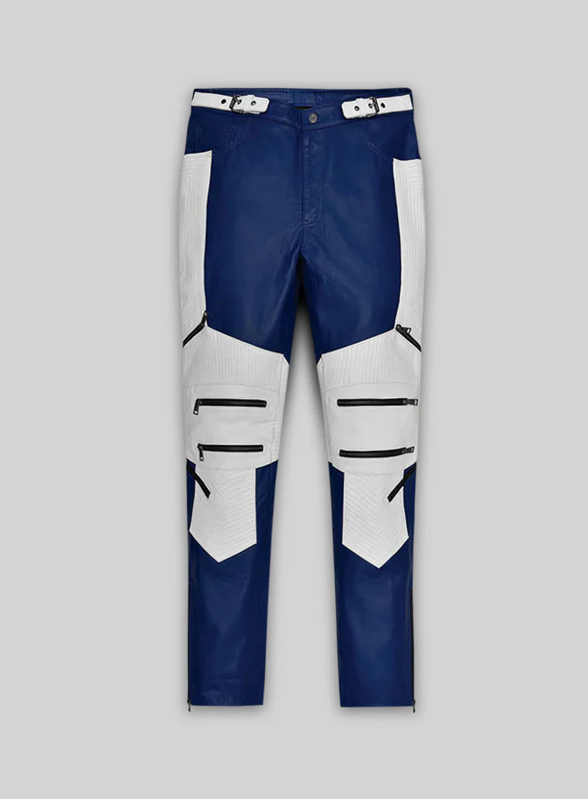 Rich Blue Electric Zipper Leather Pants – Bold Modern Style